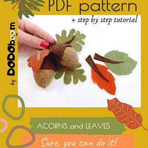 Acorn Felt Pattern, Felt Acorn Toy, Woodland Baby Mobile Pattern, Felt ...