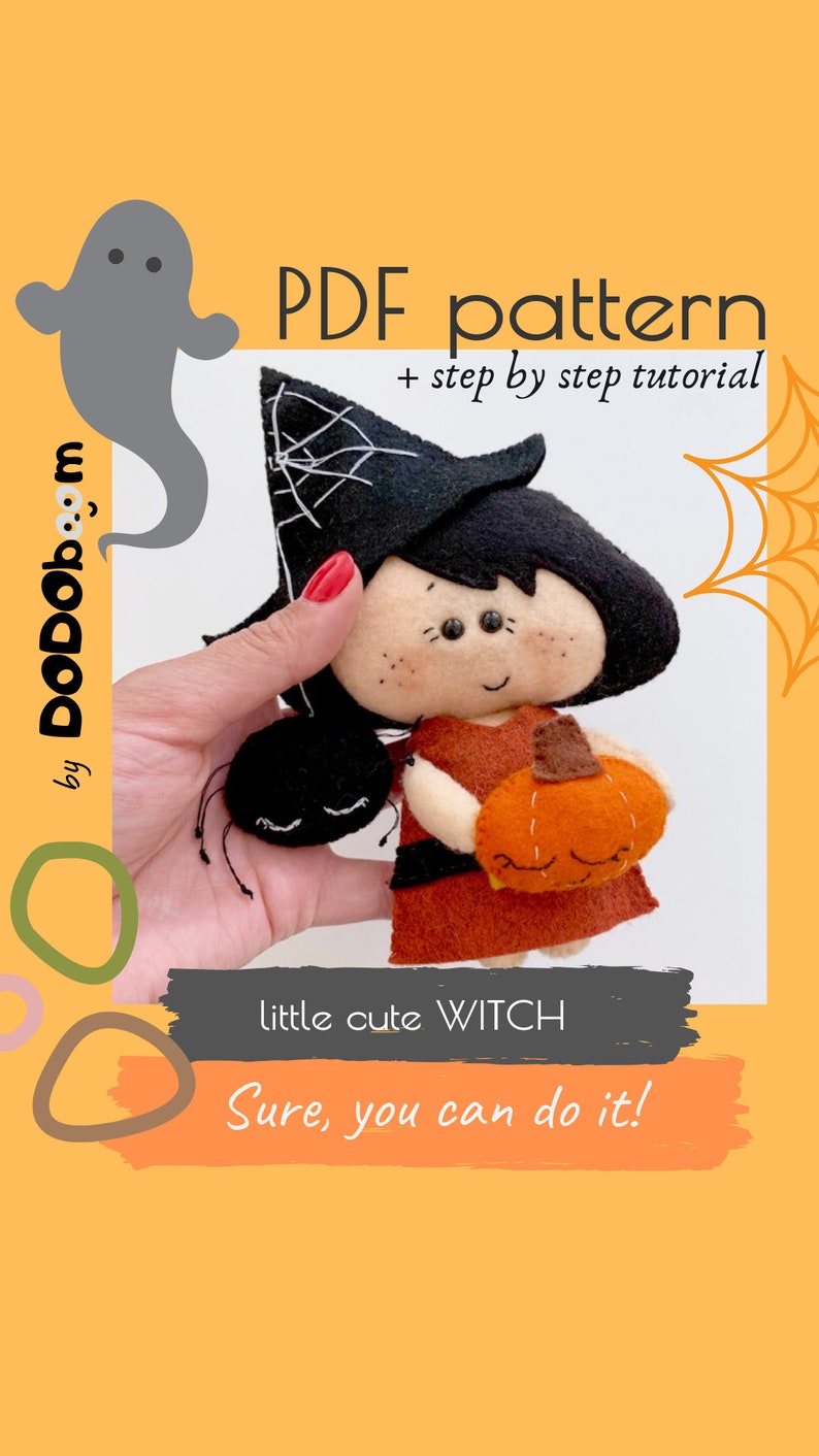Felt Witch Pattern Witch Diy Witch Toy Diy Felt Halloween - Etsy