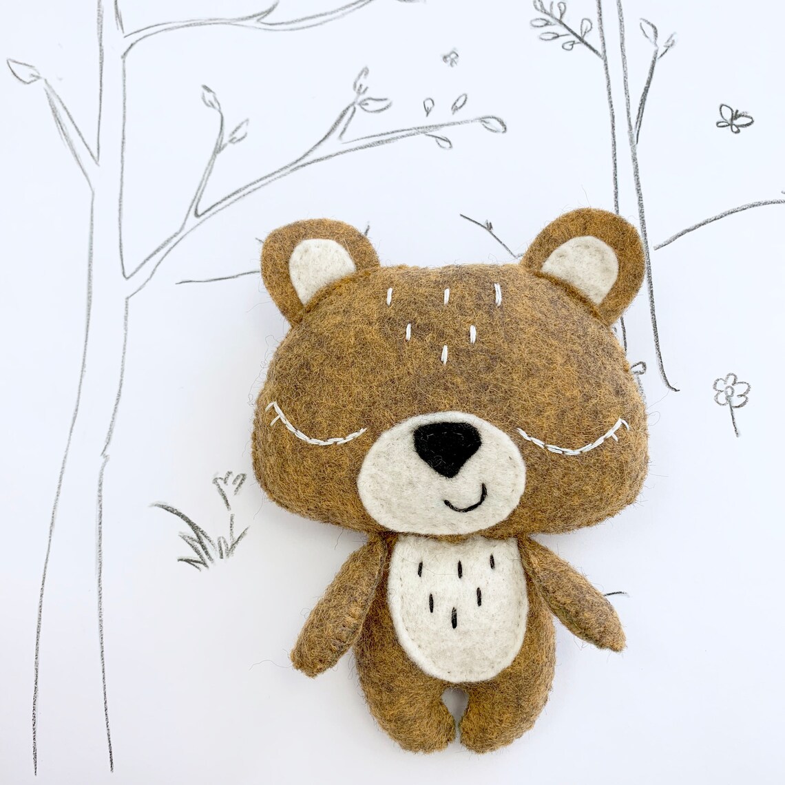 Felt Bear Pattern Felt Bear Diy Felt Bear Pdf Felt Woodland | Etsy