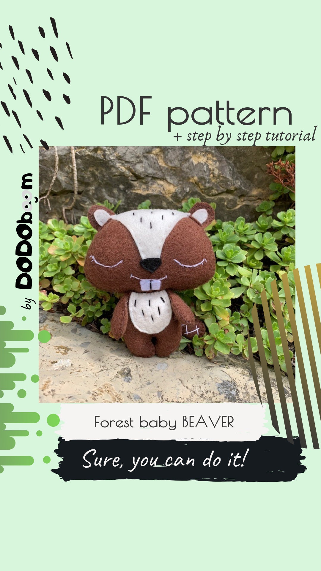 Felt Beaver Pattern Beaver Toy Diy Baby Beaver Beaver | Etsy