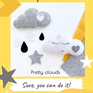 Two Clouds Felt Toys, Felt Clouds Diy, Felt Cloud Pattern, Felt Toy ...