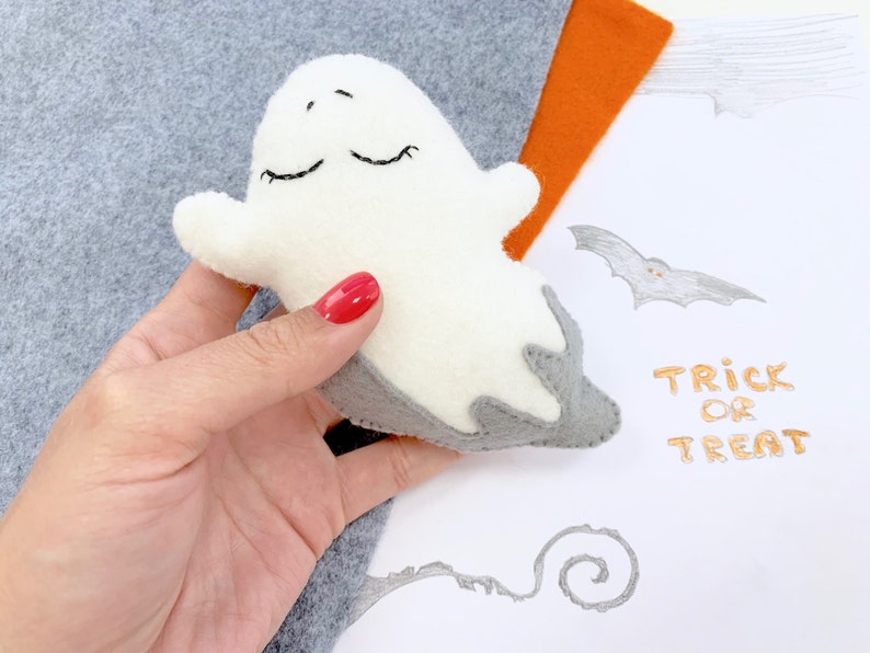 Felt Ghost Diy Felt Ghost Pattern Felt Toy Halloween Cute - Etsy