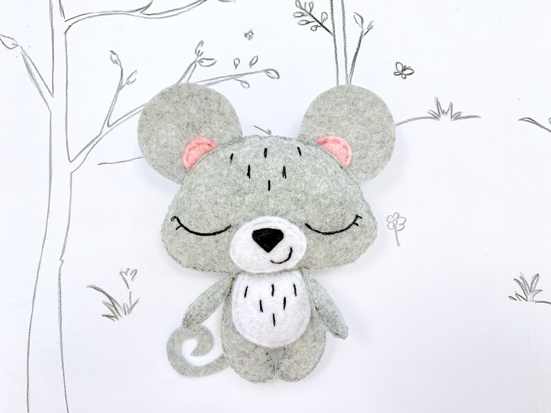 Felt Mouse Pdf Pattern Mice Diy Mouse Crib Mobile Plush | Etsy