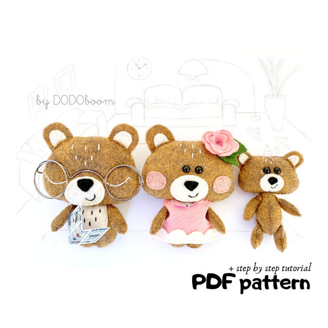 Felt Doll Family Pattern, Bear Family Pattern, Family Doll Diy, Bear ...
