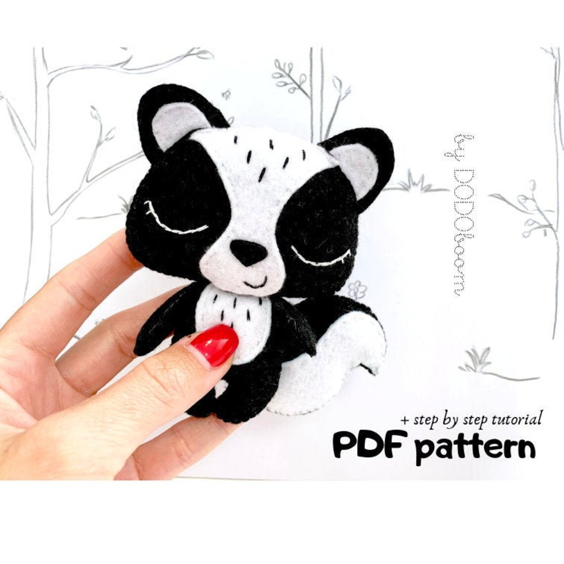 Skunk Pdf Pattern Felt Toy Pdf Pattern Skunk Felt Pattern | Etsy