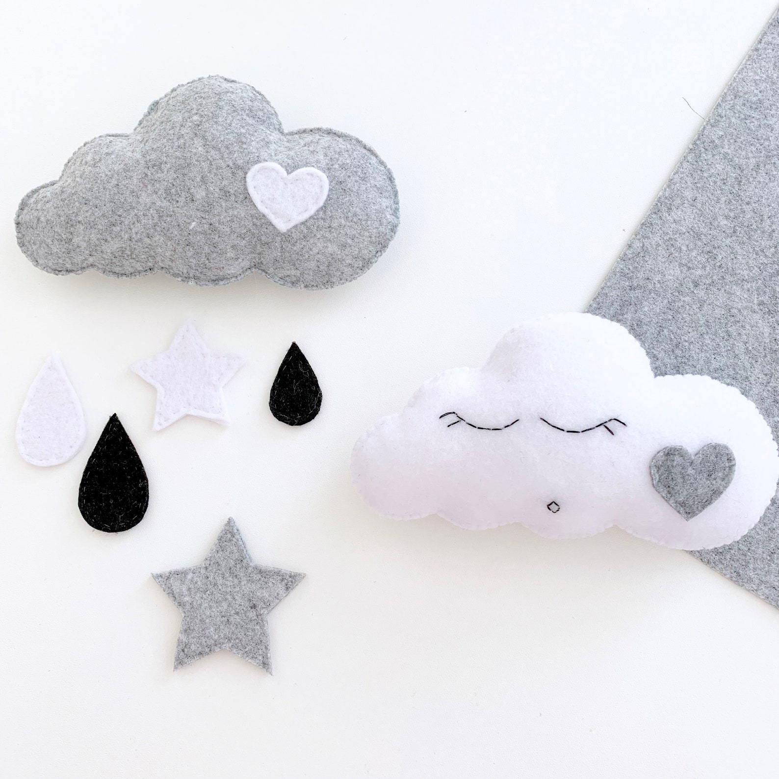 Two Clouds Felt Toys, Felt Clouds Diy, Felt Cloud Pattern, Felt Toy ...