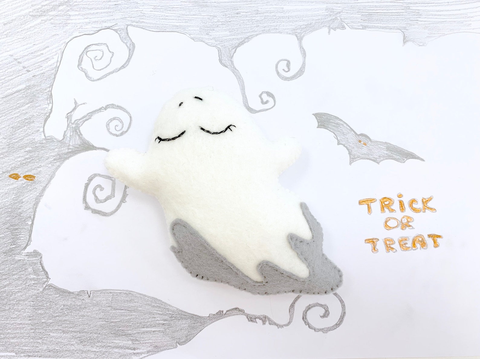 Felt Ghost Diy Felt Ghost Pattern Felt Toy Halloween Cute - Etsy