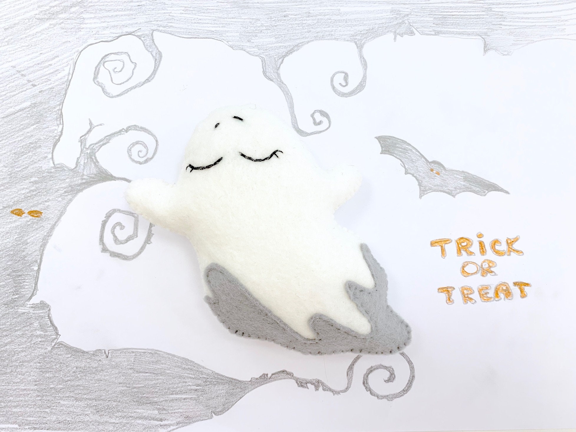 Felt Ghost Diy Felt Ghost Pattern Felt Toy Halloween Cute - Etsy