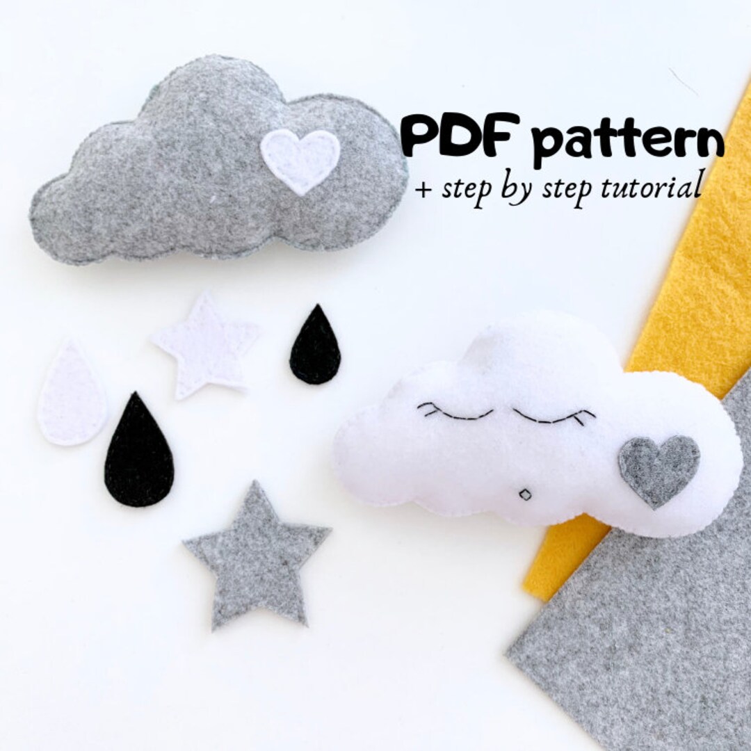 Two Clouds Felt Toys, Felt Clouds Diy, Felt Cloud Pattern, Felt Toy ...