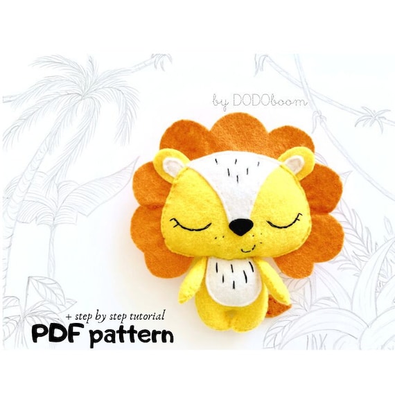 Felt Lion Pattern Felt Lion Toy Lion Toy Diy Lion Sewing | Etsy