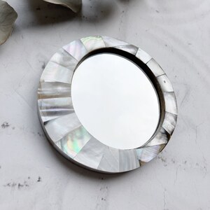 Moon Pocket Mirror, Crescent Moon Compact Mirror, Mother of Pearl ...