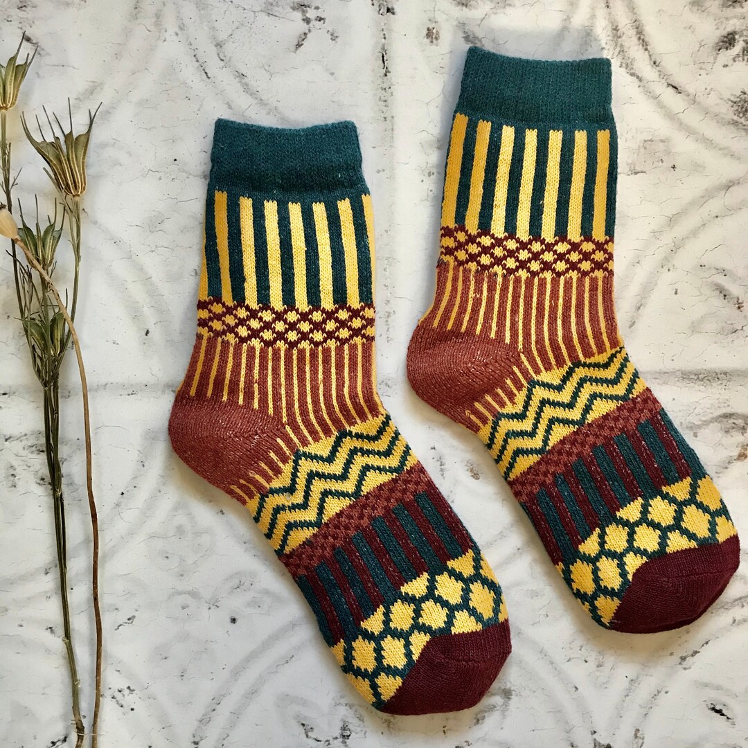 Winter Socks Cute Socks Geometric Socks Boho Socks Warm - Etsy