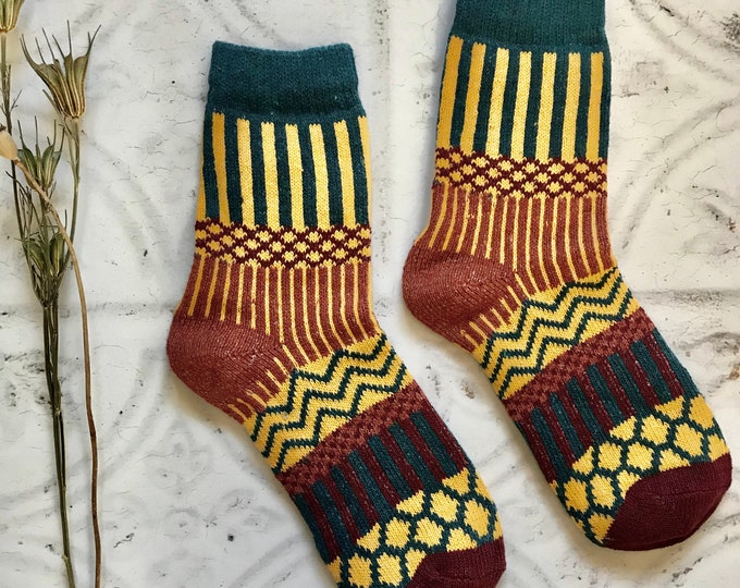 Winter Socks, Cute Socks, Geometric Socks, Boho Socks, Warm Socks ...