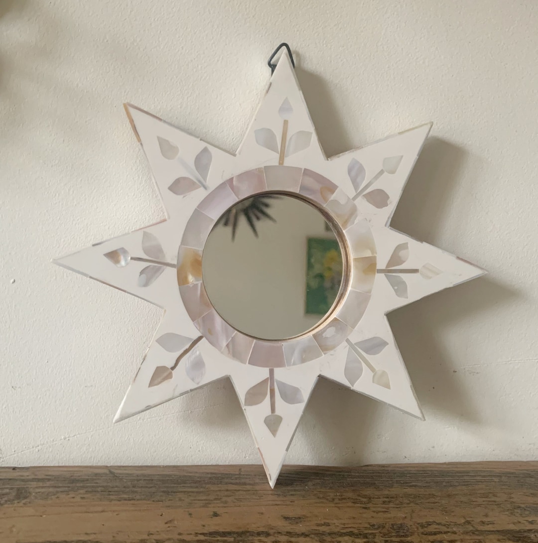 Mother of Pearl Star Mirror / Sunburst Mirror / Celestial Mirror / Boho ...
