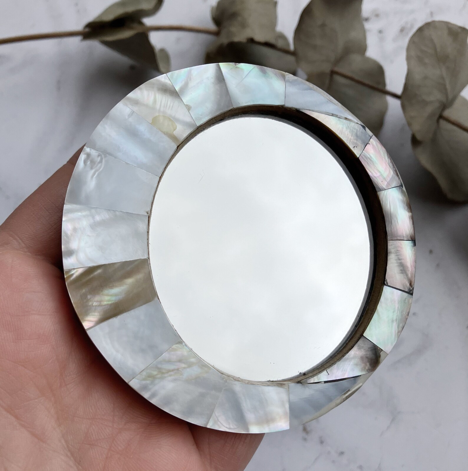Mother of Pearl Moon Pocket Mirror, Celestial Compact - Etsy