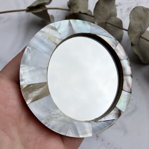 Moon Pocket Mirror, Crescent Moon Compact Mirror, Mother of Pearl ...