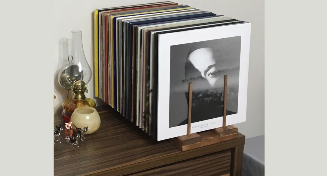 Vinyl Record Storage/record Player Stand Natural Walnut Brown Handmade ...