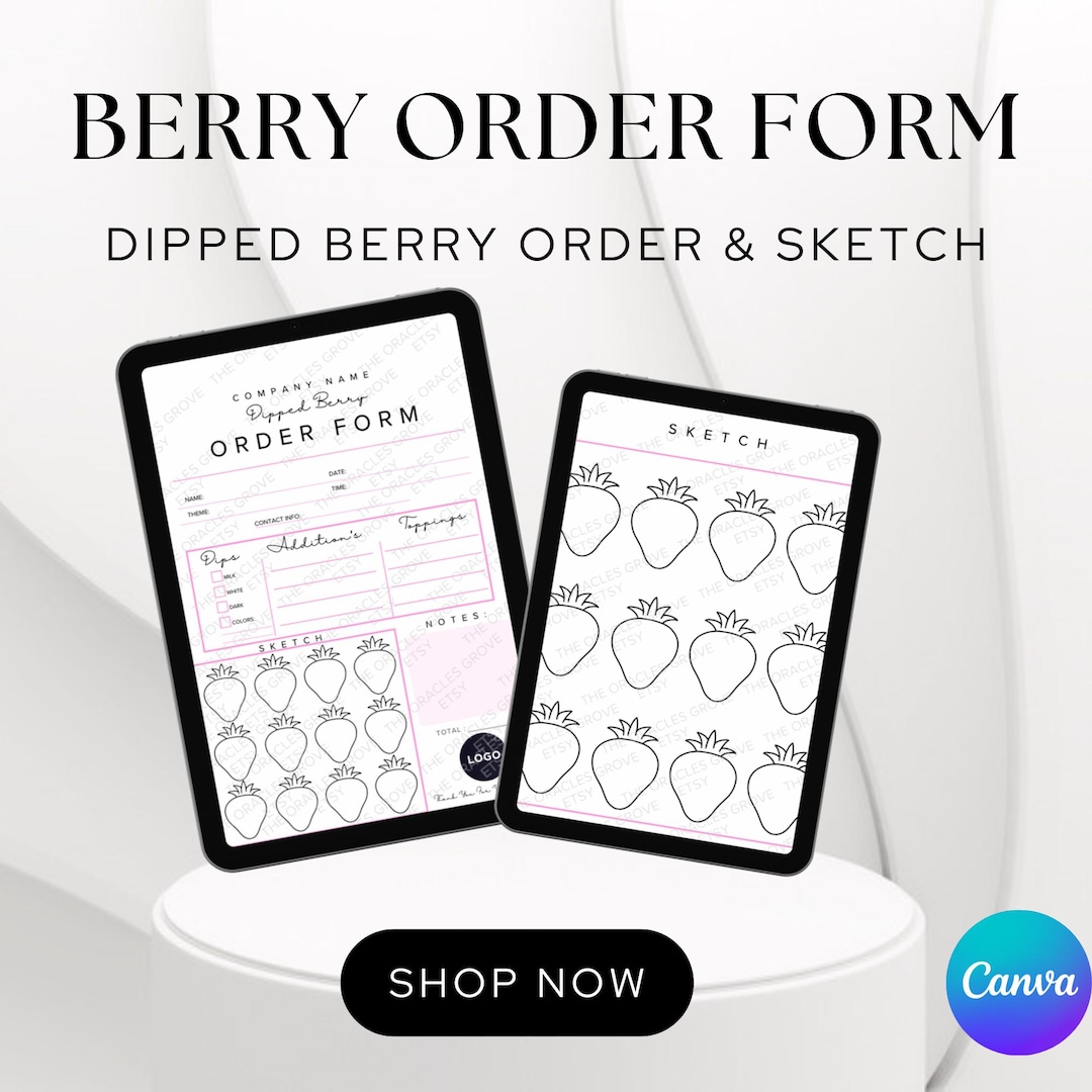 Chocolate Covered Strawberry Order Form: Canva Template (printable ...