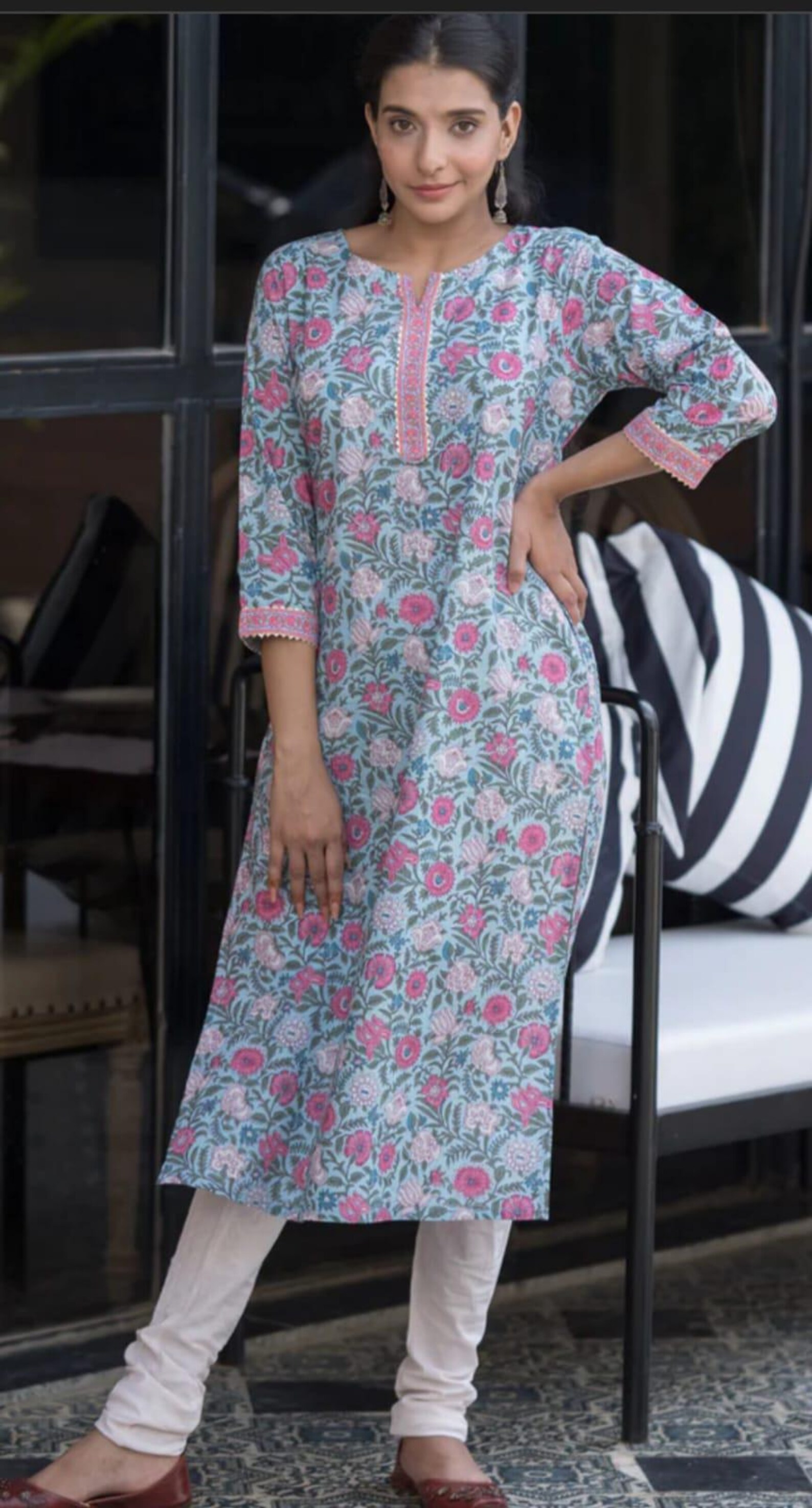 Cotton Kurta, Hand Block Print, Block Printed Kurti, Sanganeri Print ...
