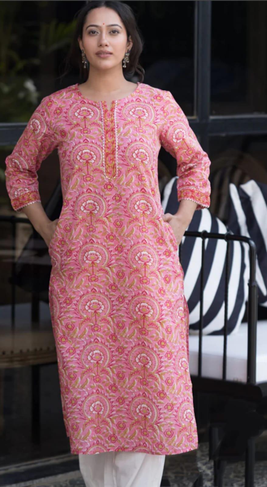Cotton Kurta, Hand Block Print, Block Printed Kurti, Ethnic Print Kurta ...