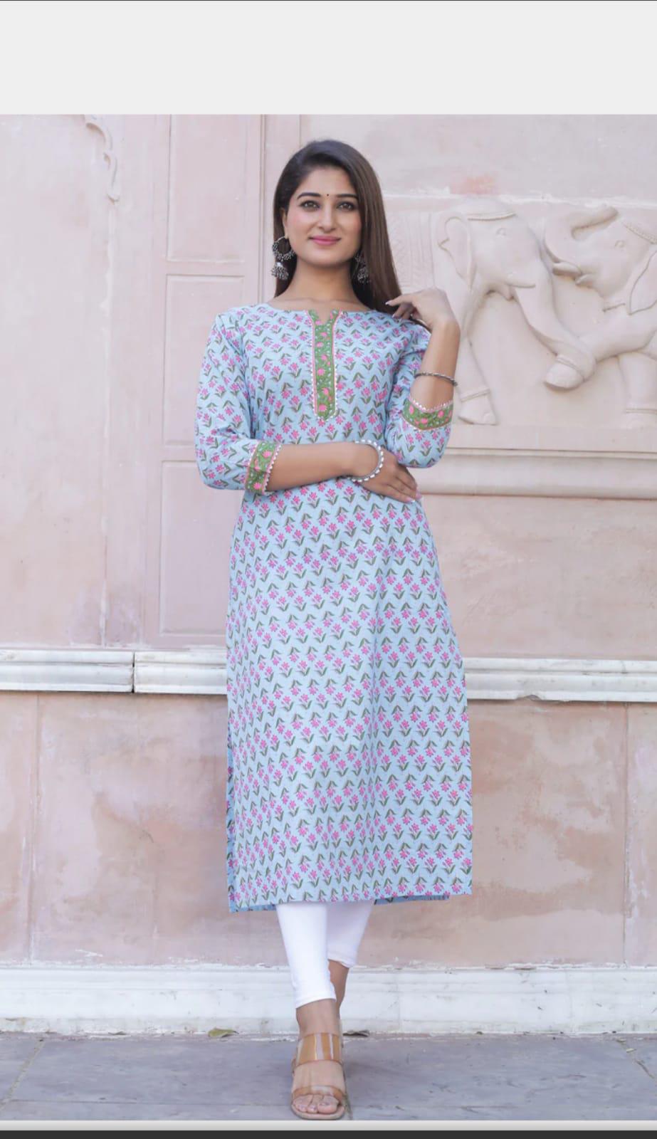 Cotton Kurta, Hand Block Print, Block Printed Kurti, Ethnic Print Kurta ...