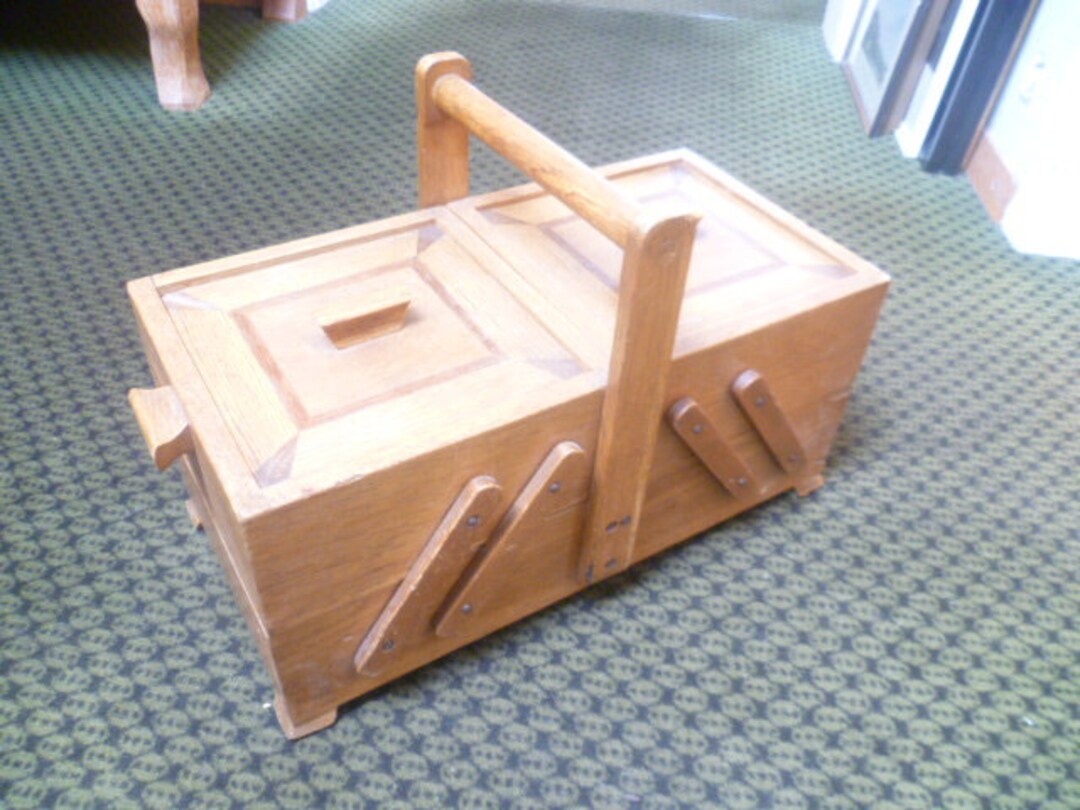 Art Deco Folding Sewing Box Inlaid Oak Around 1930-40 - Etsy