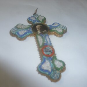 Pope Pius XI 1922-1939 Antique Micro Mosaic Cross Pendent, ROMA ...