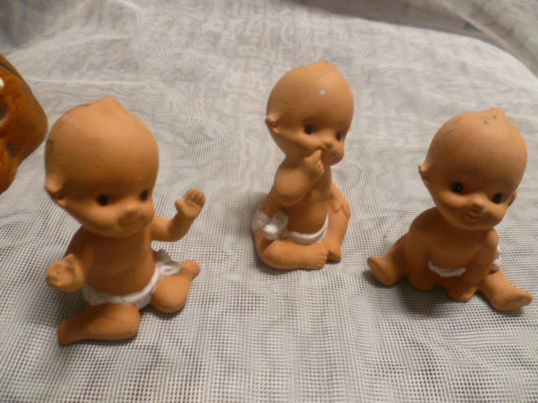 Set Ceramic Babies 3 Pieces Dimensions: 6 X 7 Cm Vintage of the 1960 ...