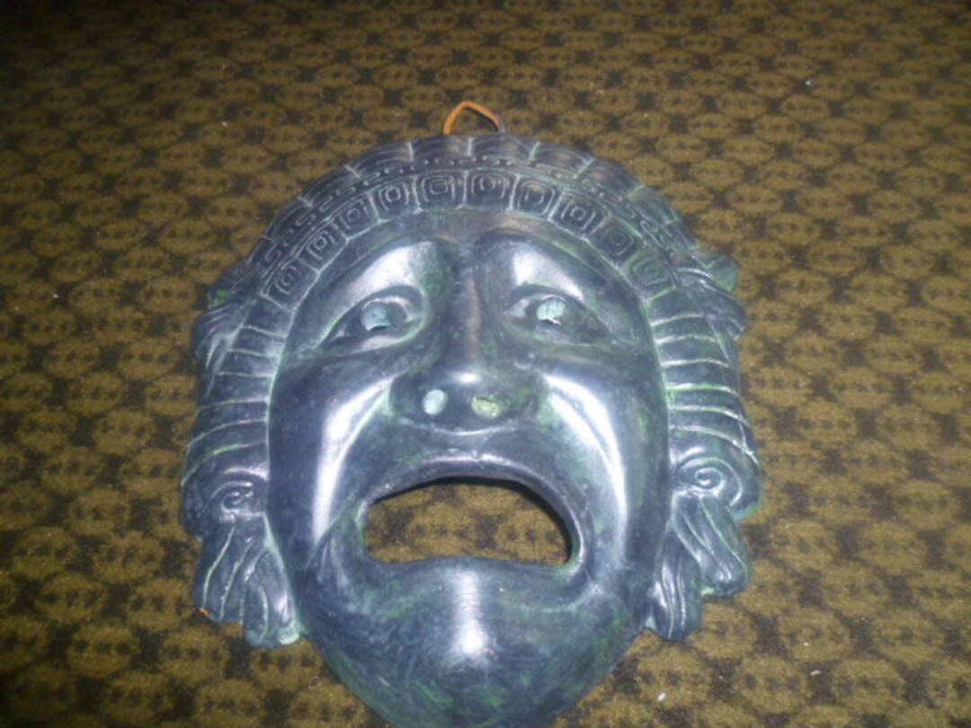 Ancient Greek Prosopon Mask-fusion Stone Around 1900 Grey Turquoise ...