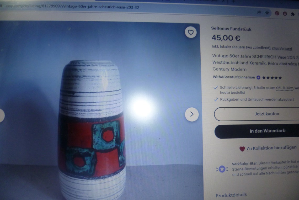 Designer Halidan Kutlu Scheurich Form No. 249-22 Conical Shape Red ...