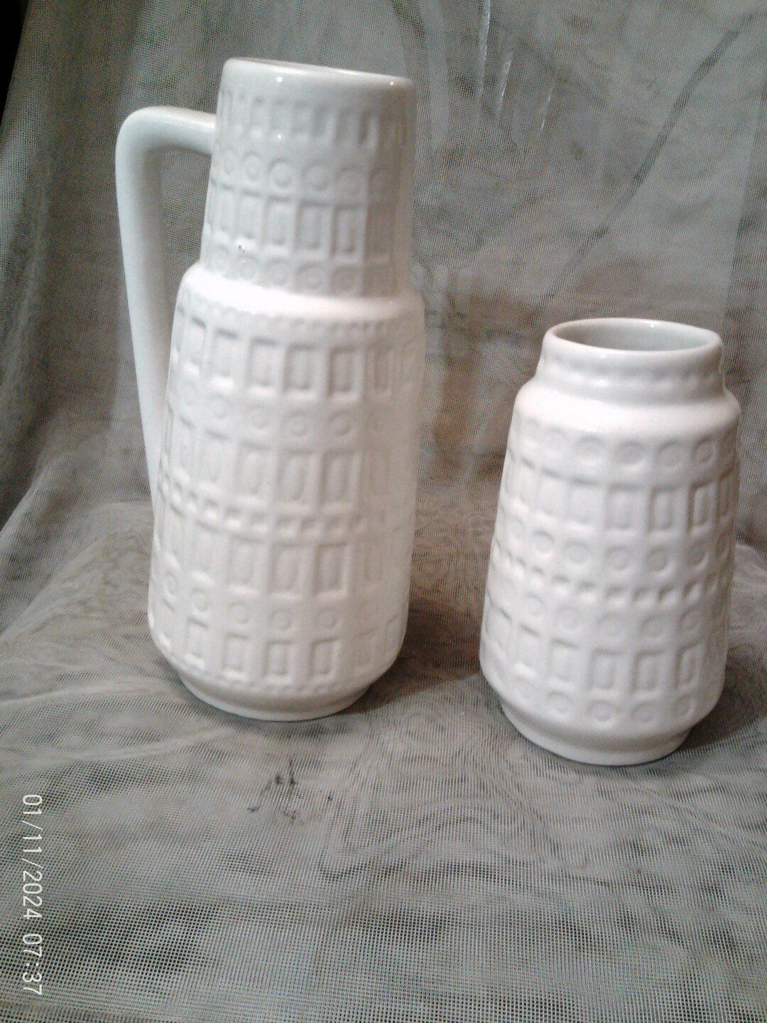 2 Pieces Famous INKA Decor Wonderful White Vase 60s Scheurich 416 26 ...