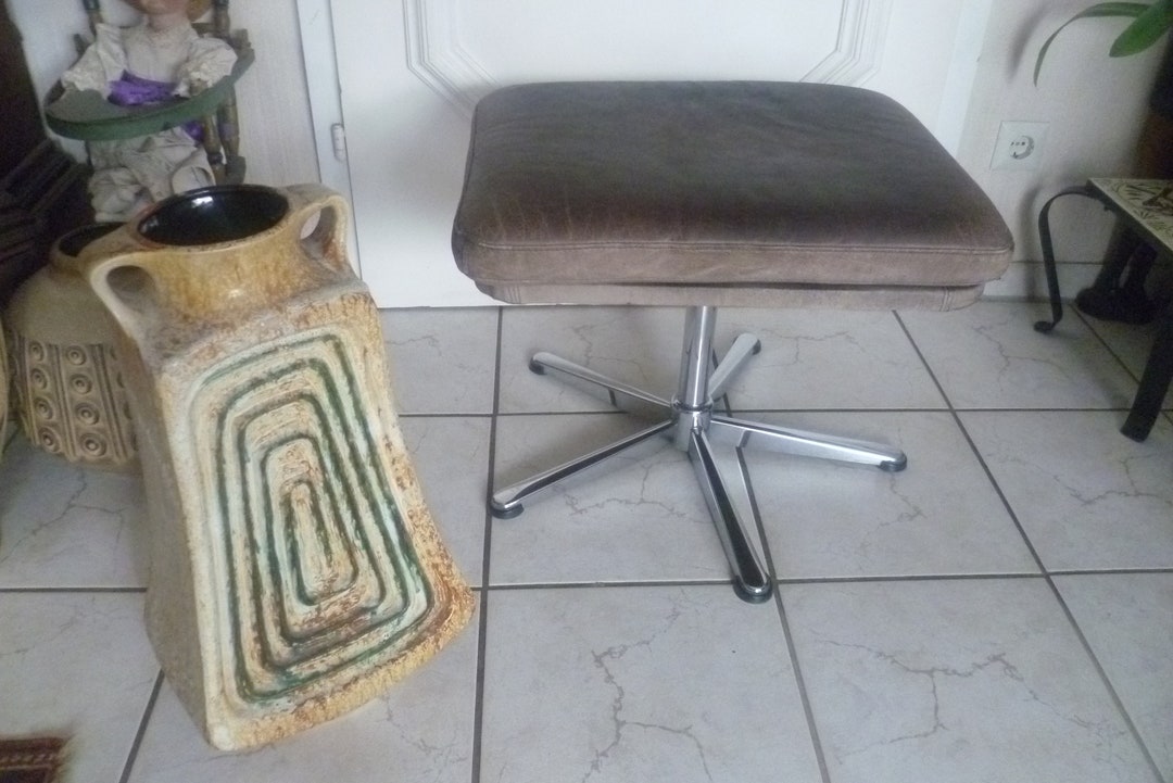 Danish Leather Footstool by Svend Skipper 1960 Designer Piece Top ...