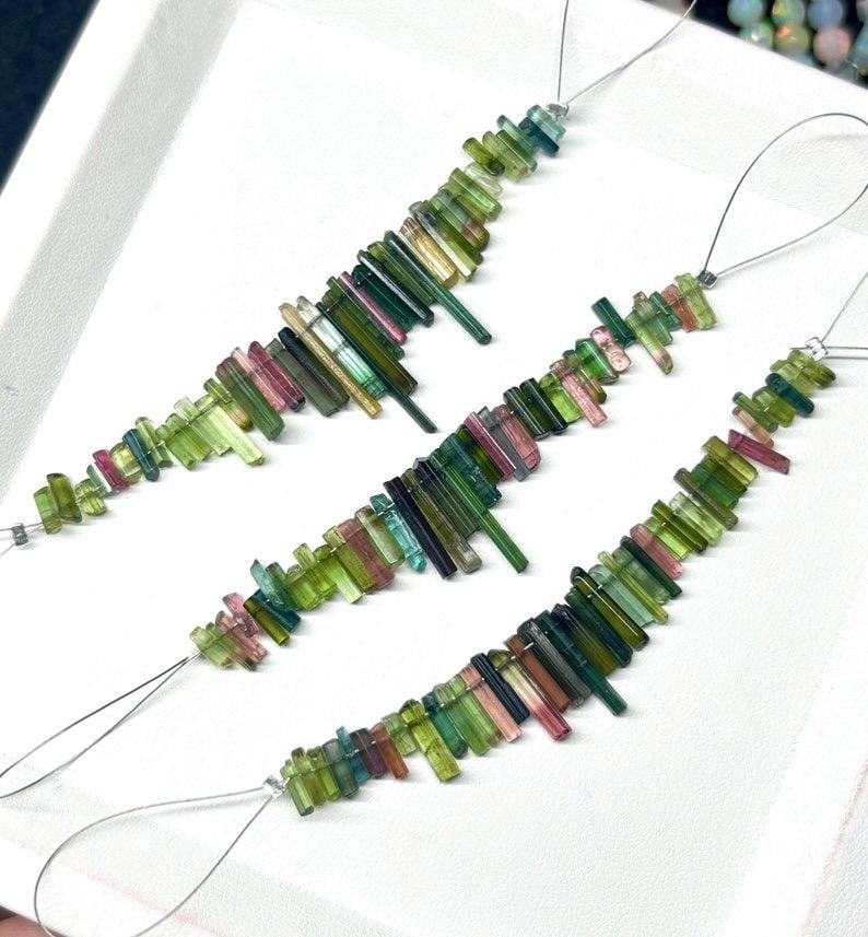 Multi Tourmaline Sticks Baeds| Tourmaline Minerals, Multi Tourmaline Crystals, Watermelon ...