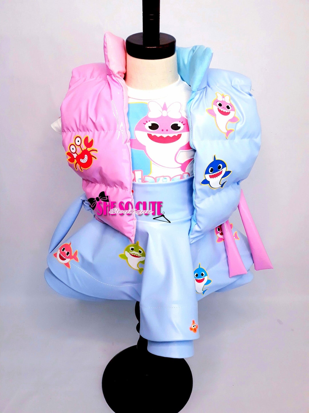 Shark Puffer Set ANY THEME Custom Puffer Vest Girl Birthday - Etsy ...