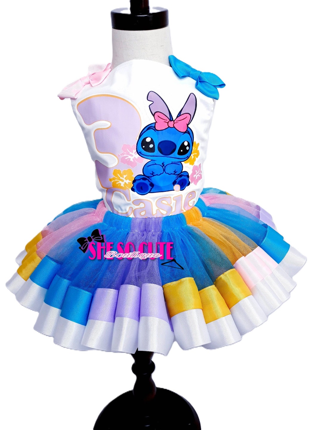 Stitch Tutu Set, ANY THEME, Double Ribbon Trim Tutu, Character Tutu Set ...