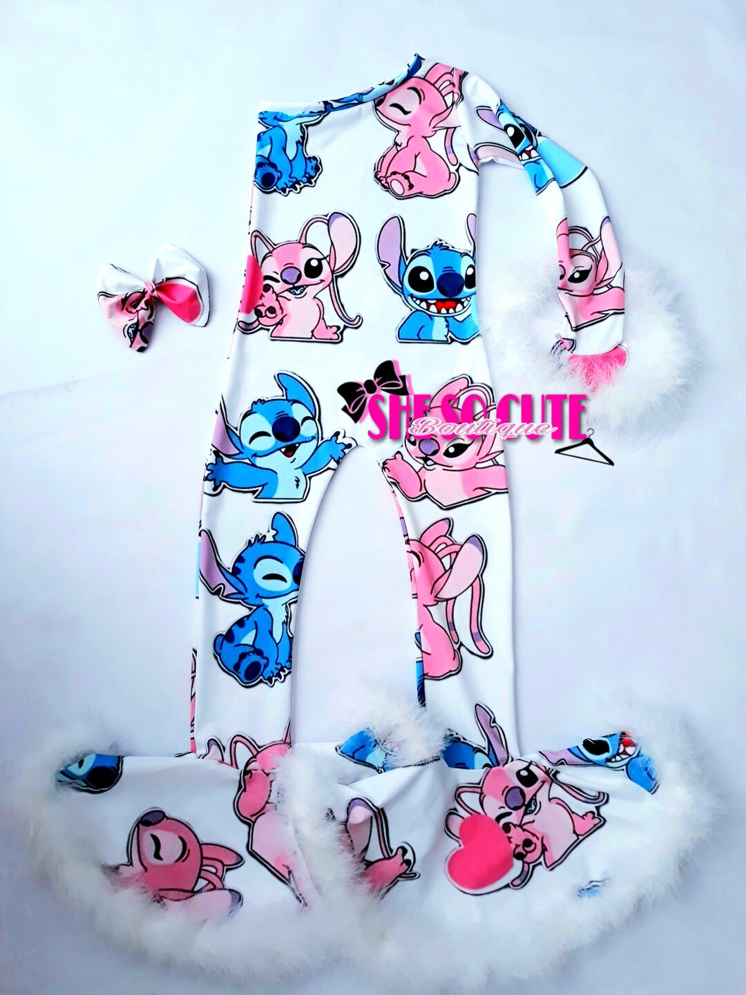 Stitch, Angel Fur Jumpsuit, ANY THEME Birthday Set, Baby Girl Outfit ...