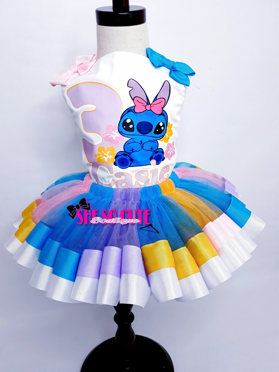 Stitch Tutu Set ANY THEME Double Ribbon Trim Tutu Character - Etsy