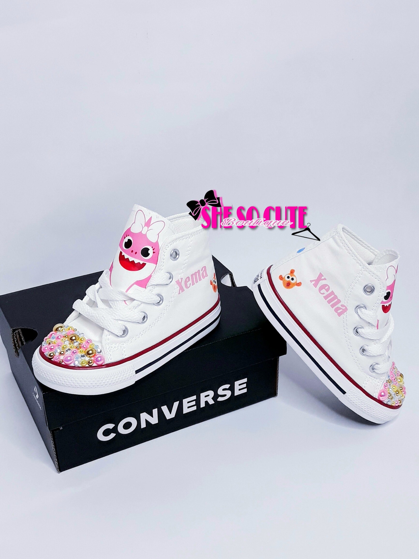 Custom Bling Shark Converse, ANY THEME, Shark Theme Converse, Kids ...