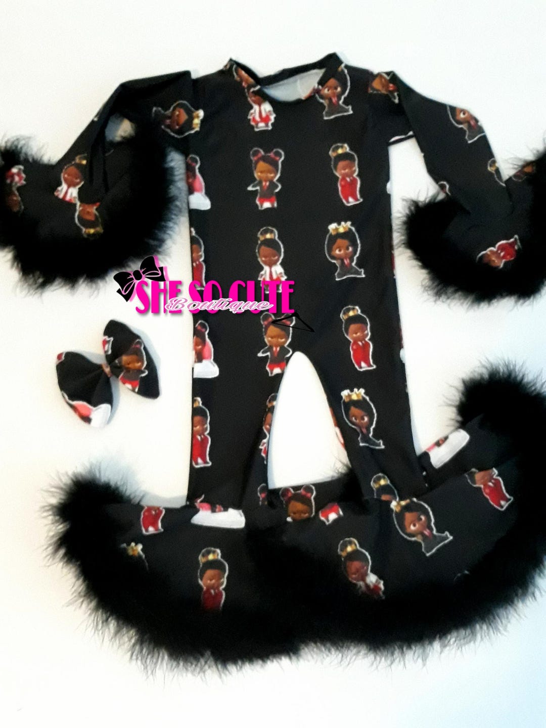 Baby Boss Fur Jumpsuit, ANY THEME Birthday Set, Baby Girl Outfit ...