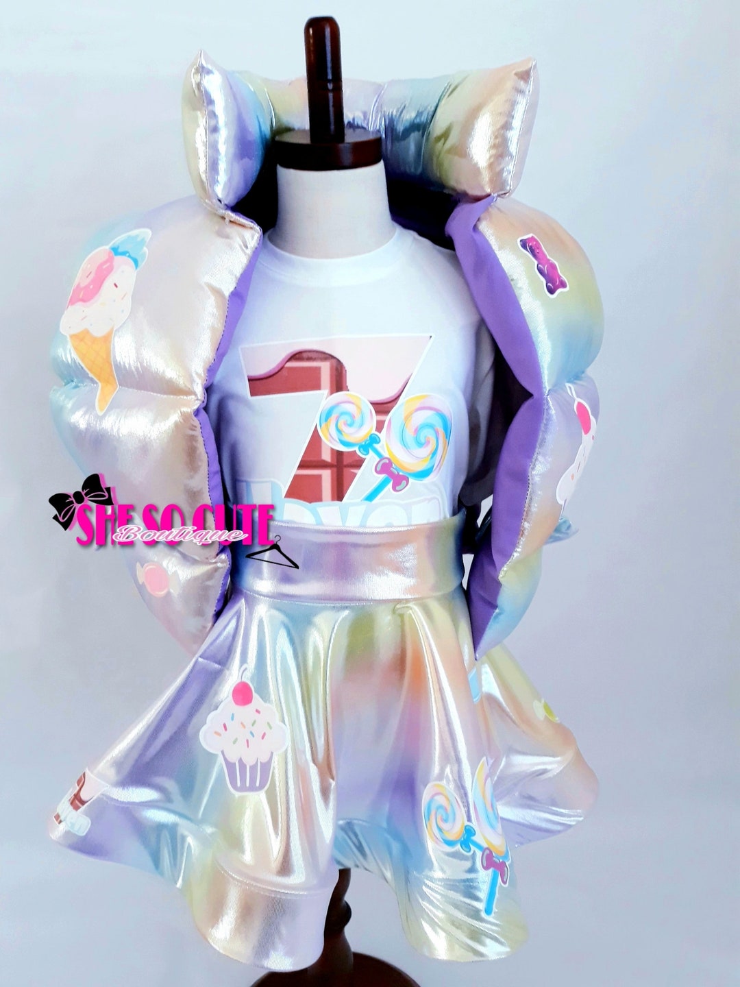 Sweets/candy Puffer Set, ANY THEME, Tie Side Vest, Birthday Outfit ...