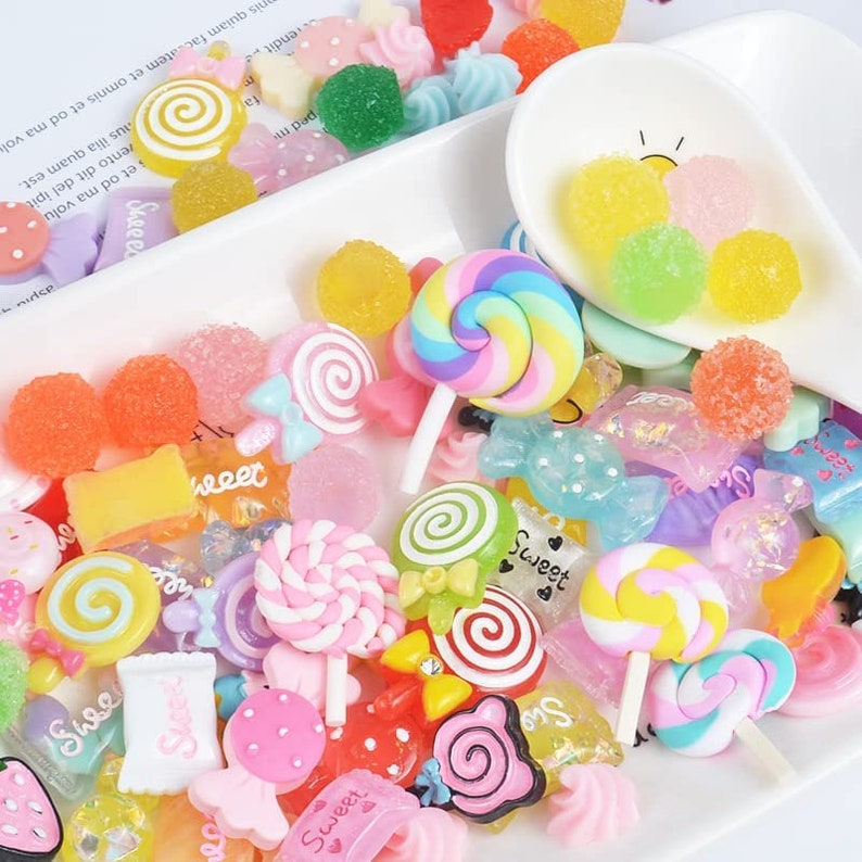 60PCS Slime Charms Mixed Kawaii Cute Set Resin Charms,candy Resin ...