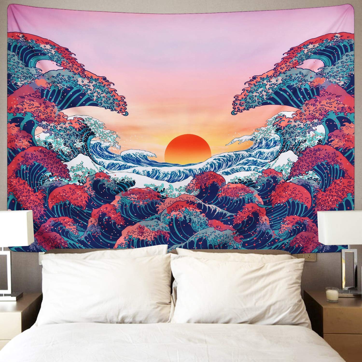 Ocean Wave Tapestry Backdrop Great Wave Tapestry Cherry - Etsy