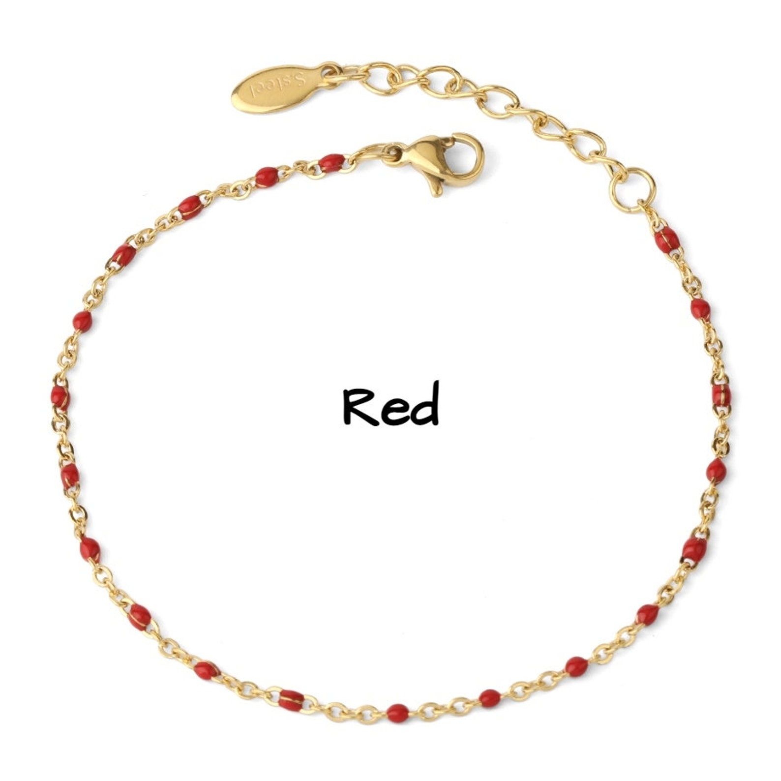 SLENDER GOLD TONE Stainless Steel Bracelet With Glossy Enamel | Etsy