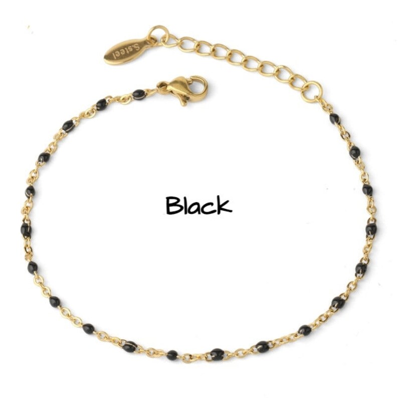 SLENDER GOLD TONE Stainless Steel Bracelet With Glossy Enamel - Etsy