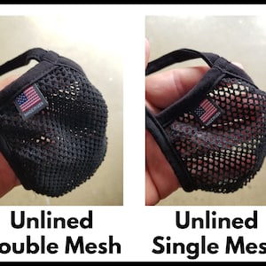 MESH MASKS Cotton-lined or Unlined Face Mask, Double Layer, Made in U.S ...