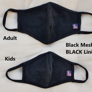 MESH MASKS Cotton-lined or Unlined Face Mask, Double Layer, Made in U.S ...