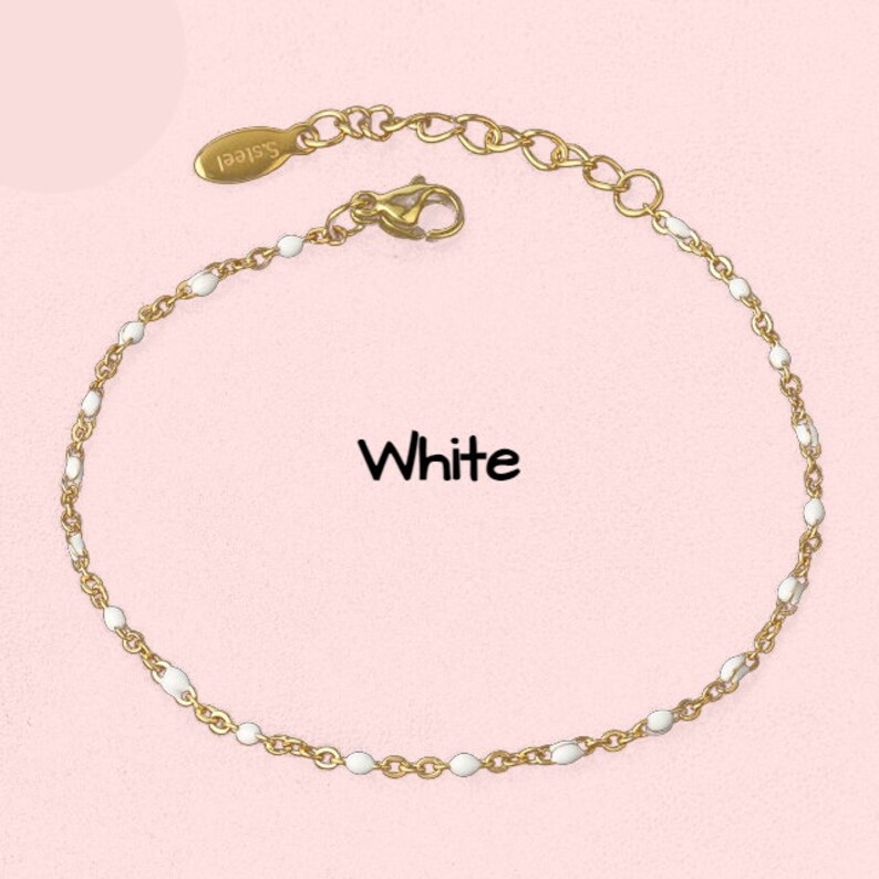 SLENDER GOLD TONE Stainless Steel Bracelet With Glossy Enamel - Etsy