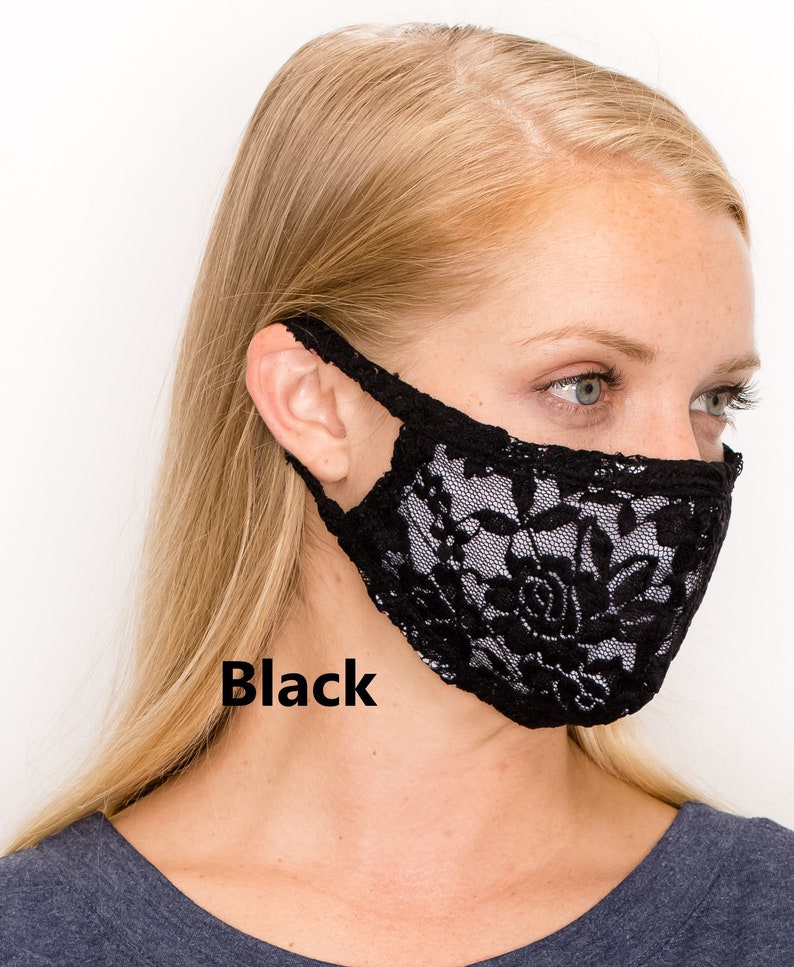 STRETCH LACE Washable Cotton-lined Face Mask, Double Layer & Filter ...