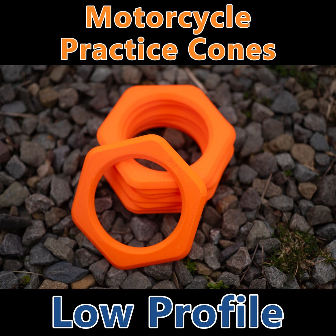 Set of 8 - Low Profile - Motorcycle Practice Safety Cone - Durable 3D ...