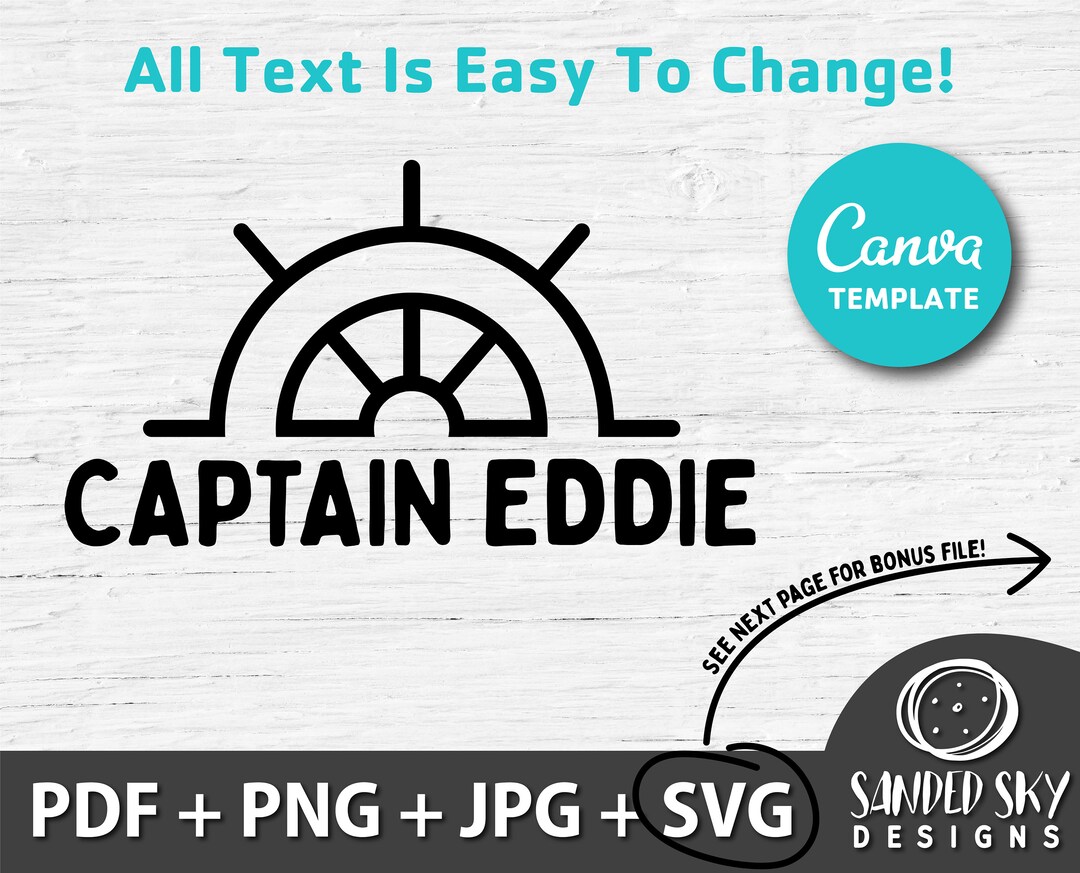 Custom Captain SVG, Boat Captain Clipart, Canva Template, Personalized ...